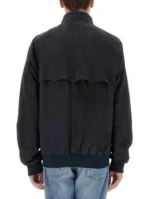 BARACUTA G9 Suede Bomber Jacket - Navy