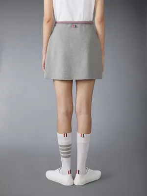 Thom Browne Waffle Mini Wrap Skirt With Grosgrain Detail - Light Gray