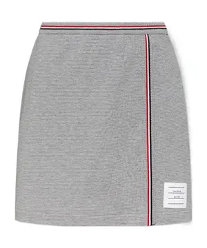 Thom Browne Waffle Mini Wrap Skirt With Grosgrain Detail - No