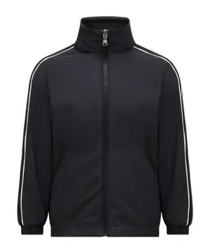 Moncler Nikki Hooded Jacket With Tricolor Trim - Navy