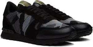 Valentino Garavani Rockrunner Camouflage Sneakers - Black
