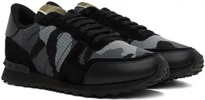 Valentino Garavani Rockrunner Camouflage Sneakers - Black