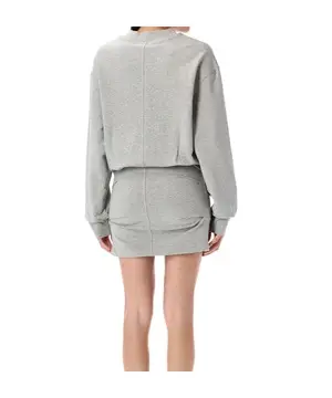 Attico Crewneck Long Sleeve Mini Dress - Gray