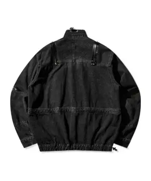 Sacai Distressed Wash Denim Jacket - Black