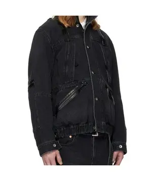 Sacai Distressed Wash Denim Jacket - Black
