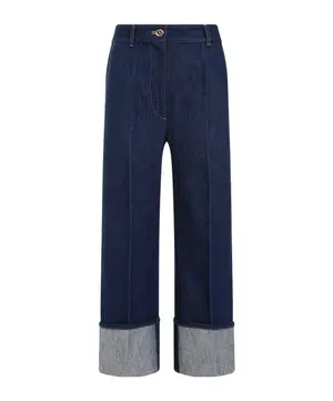 PATOU High Waist Straight-leg Cuffed Jeans - Black
