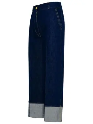 PATOU High Waist Straight-leg Cuffed Jeans