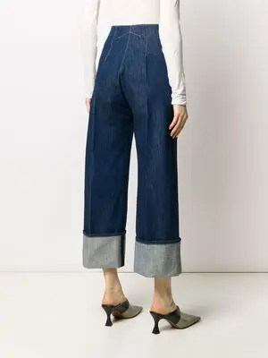 PATOU High Waist Straight-leg Cuffed Jeans