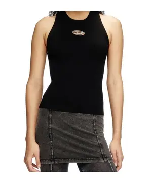 DIESEL® M-caddix Ribbed-knit Top With Logo Plaque