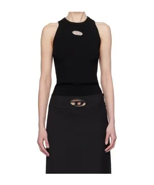 DIESEL® M-caddix Ribbed-knit Top With Logo Plaque