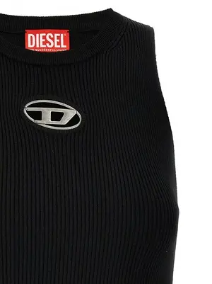 DIESEL® M-caddix Ribbed-knit Top With Logo Plaque