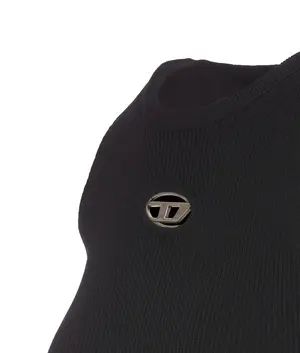 DIESEL® M-caddix Ribbed-knit Top With Logo Plaque