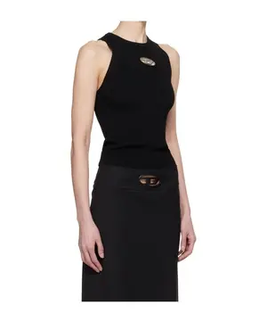 DIESEL® M-caddix Ribbed-knit Top With Logo Plaque
