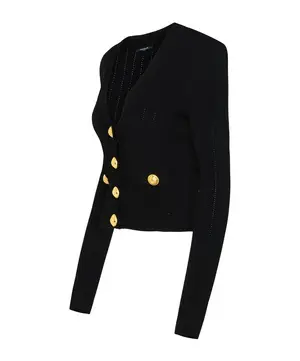 Balmain Chiocciola Long Sleeved Buttoned Cardigan - Black