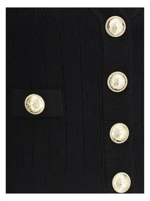Balmain Chiocciola Long Sleeved Buttoned Cardigan - Black
