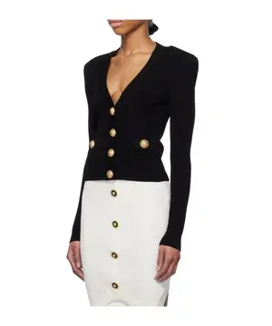 Balmain Chiocciola Long Sleeved Buttoned Cardigan - Black