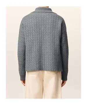 Ami Cable Knit Wool And Cashmere Polo