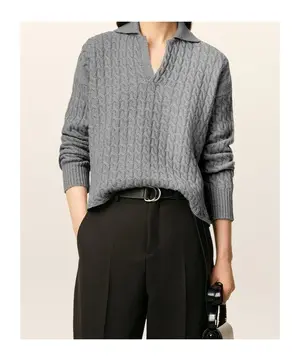 Ami Cable Knit Wool And Cashmere Polo