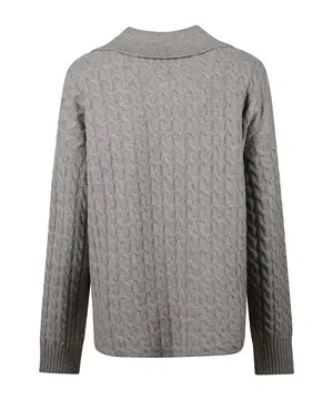 AMI Paris Cable Knit Wool And Cashmere Polo