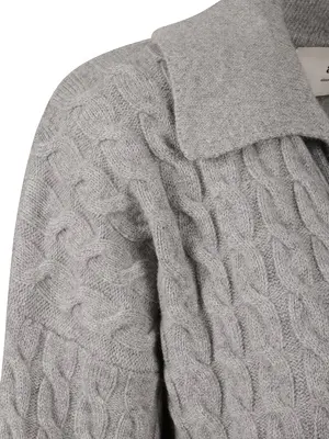 AMI Paris Cable Knit Wool And Cashmere Polo