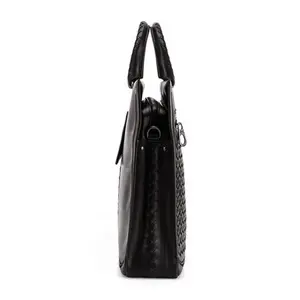 Bottega Veneta Woven Leather Briefcase - Black