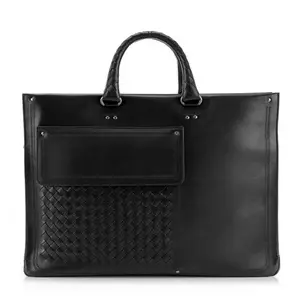 Bottega Veneta Woven Leather Briefcase - Black