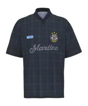 Martine Rose Logo Printed Drop Shoulder Football T-shirt - Black