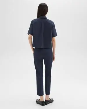 Theory High-waisted Slim Cropped Wool Trousers - Black