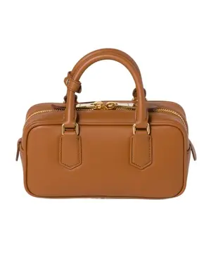 Miu Miu Arcadie Zipped Tote Bag - Cognac