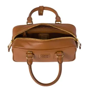 Miu Miu Arcadie Zipped Tote Bag - Cognac