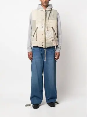 GREG LAUREN Drawstring Denim Trousers With Slit Legs