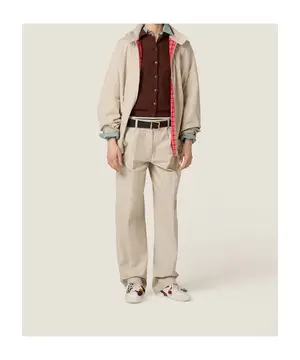 Miu Miu Straight Leg Trousers With Embroidered Logo