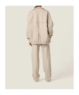 Miu Miu Straight Leg Trousers With Embroidered Logo