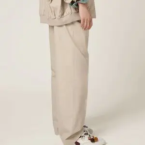 Miu Miu Straight Leg Trousers With Embroidered Logo