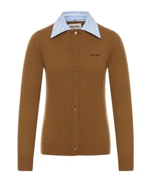 Miu Miu Cashmere Cardigan With Lapel Collar