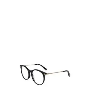 Chloé Round Frame Eyeglasses With Engraved Metal Legs - Black