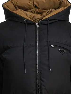 Prada Zip-up Hooded Puffer Jacket - Black