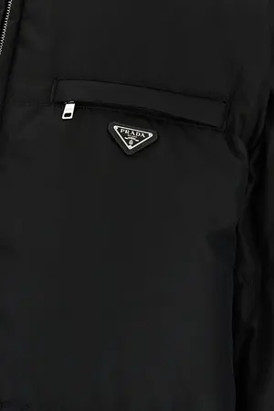 Prada Zip-up Hooded Puffer Jacket - Black