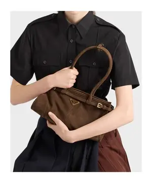 Prada Bonnie Buckled Shoulder Bag - Cocoa Brown