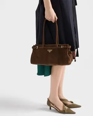 Prada Bonnie Buckled Shoulder Bag - Cocoa Brown