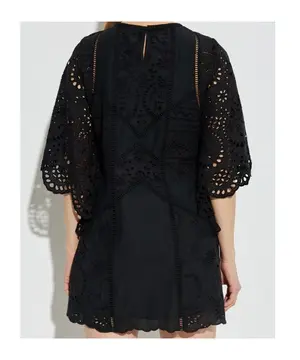 ALLSAINTS Round Neck Short Sleeve Dress With Cut-out Details - Black