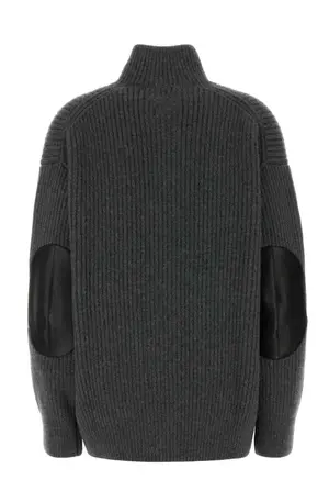 Prada High-neck Ribbed Knit Button-up Cardigan