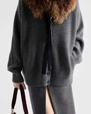 Prada High-neck Ribbed Knit Button-up Cardigan
