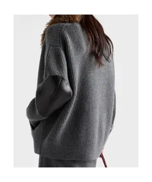 Prada High-neck Ribbed Knit Button-up Cardigan