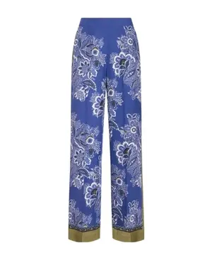 Etro Bandanna Bouquet Palazzo Trousers - Blue