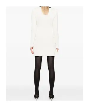 SELF-PORTRAIT Textured Knitted Mini Dress - White