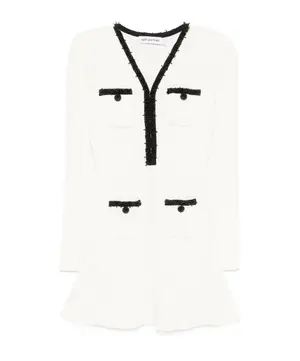 SELF-PORTRAIT Bead-detailed Long-sleeved Mini Dress