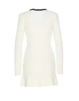 SELF-PORTRAIT Bead-detailed Long-sleeved Mini Dress