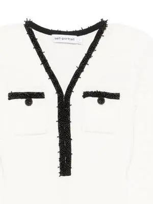SELF-PORTRAIT Bead-detailed Long-sleeved Mini Dress