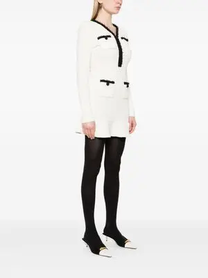 SELF-PORTRAIT Bead-detailed Long-sleeved Mini Dress